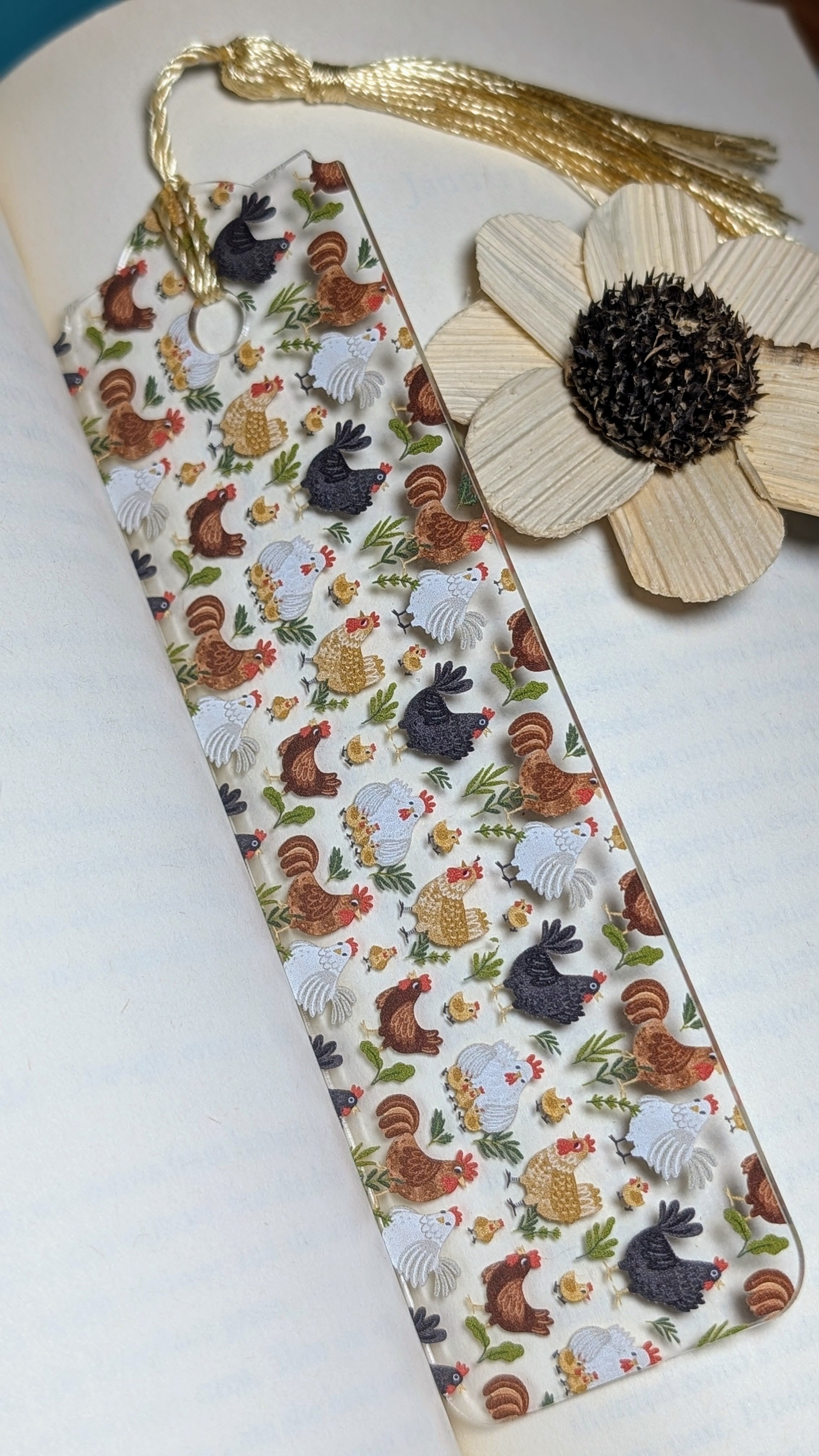 Cute Acrylic Chicken Bookmark | Reader Gift – Designs By The Happy Notice